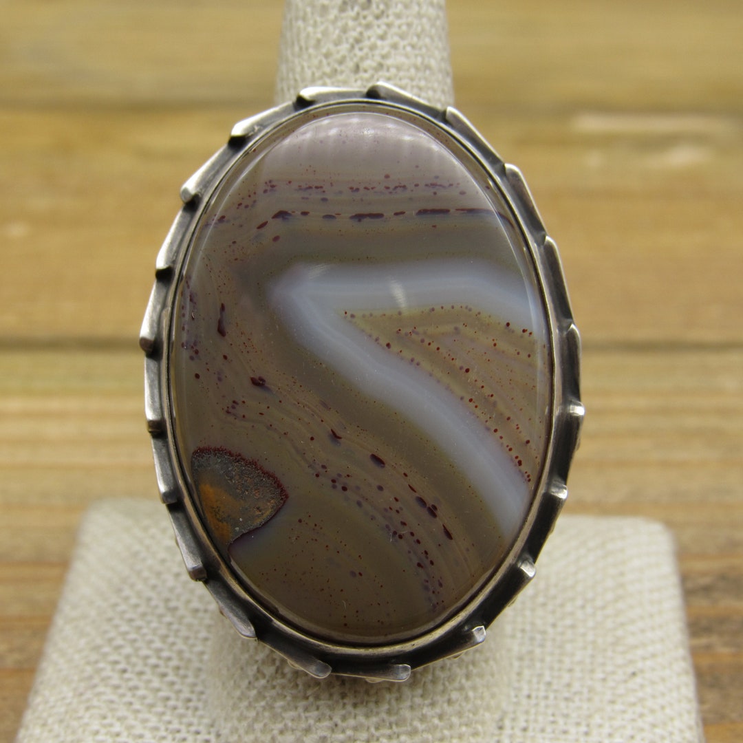 Vintage Repurposed Brown Banded Agate Ring Size 9.5 - Etsy