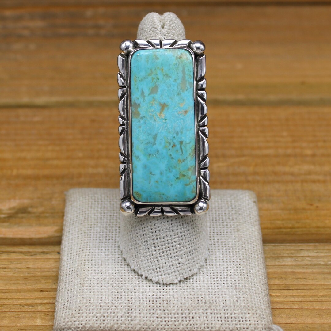 New Sterling Silver Rectangular Turquoise Ring by Jose Campos Size 8 - Etsy