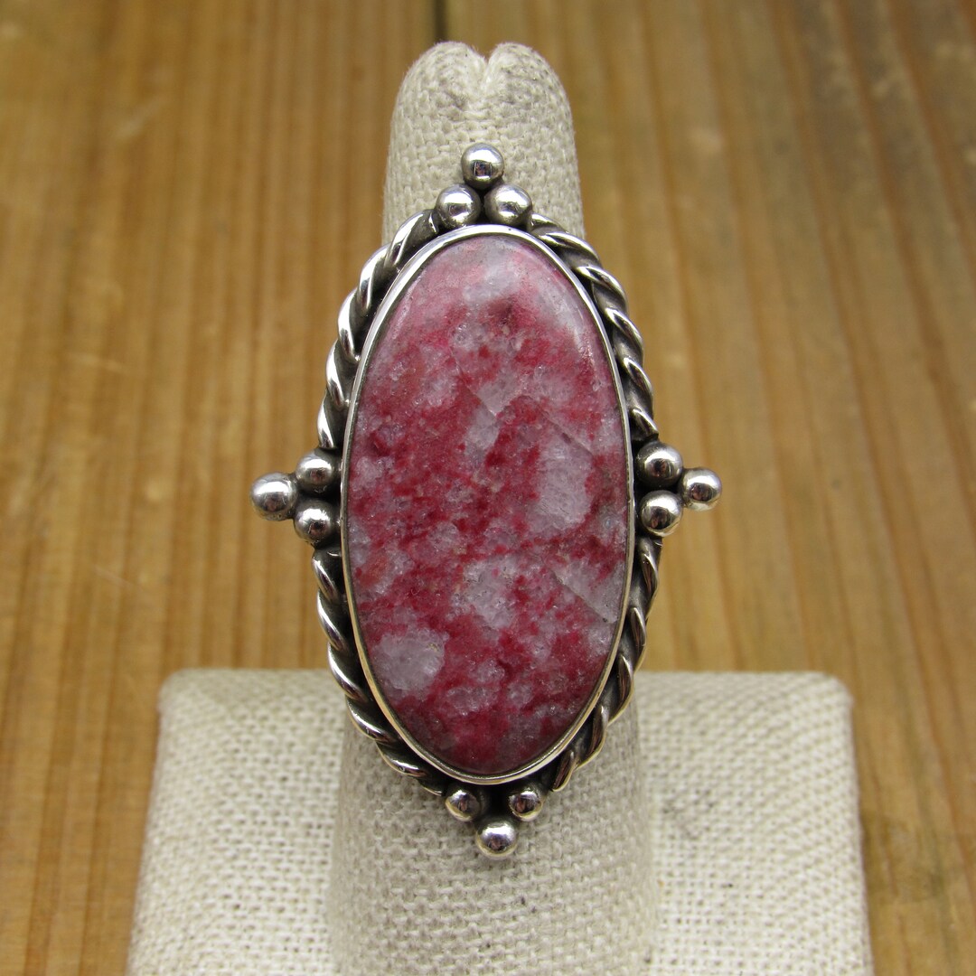 New Sterling Silver Oval-shaped Thulite Ring by Jose Campos Size 7.25 ...
