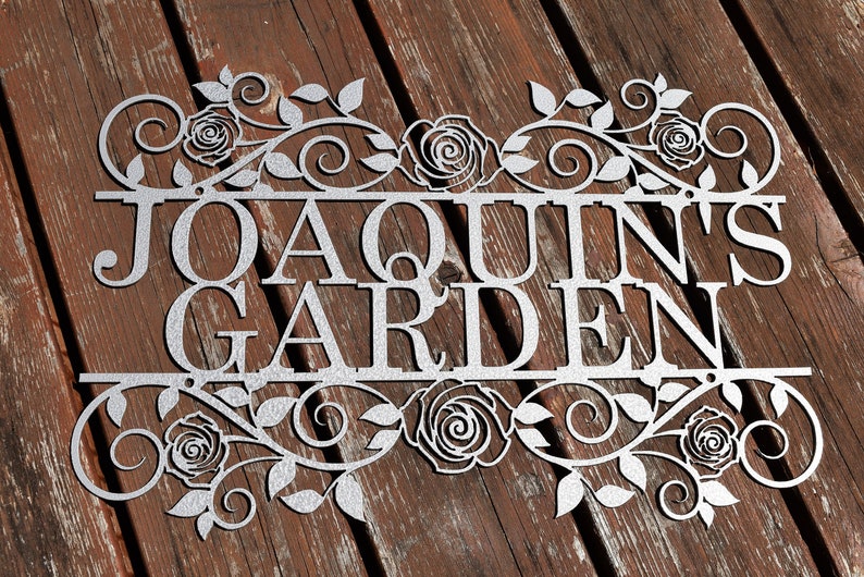 Custom Metal Garden Sign With Roses Custom Metal Name Sign - Etsy