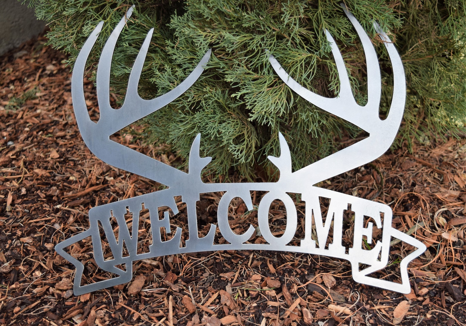 Metal Welcome Sign With Antlers Home Decor Hunting Sign | Etsy