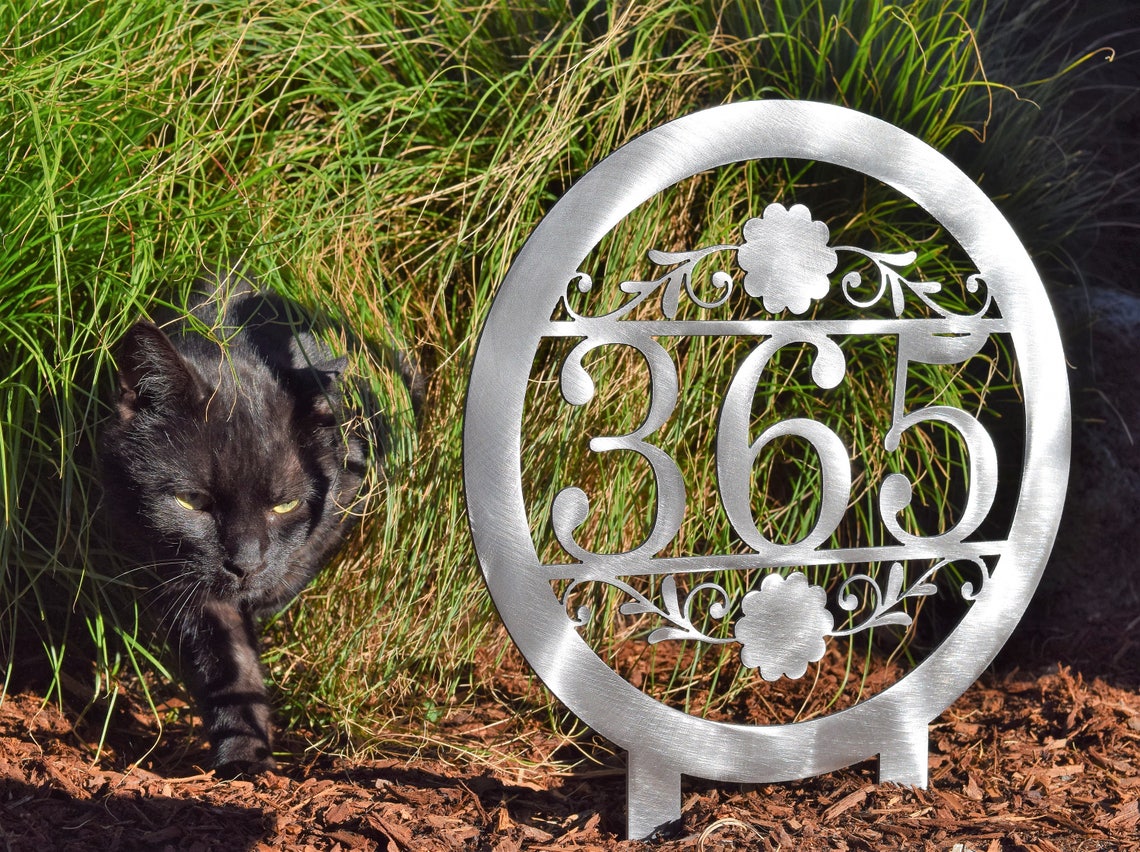 Staked Metal Outdoor Home Address Sign personalized House | Etsy