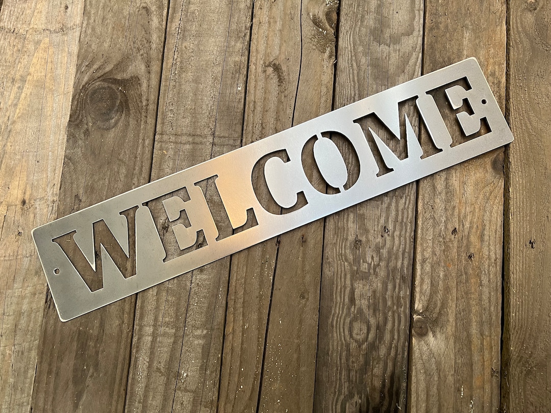 Horizontal Metal Welcome Sign: Rustic Wall Decor (4x20 Inches) - Etsy