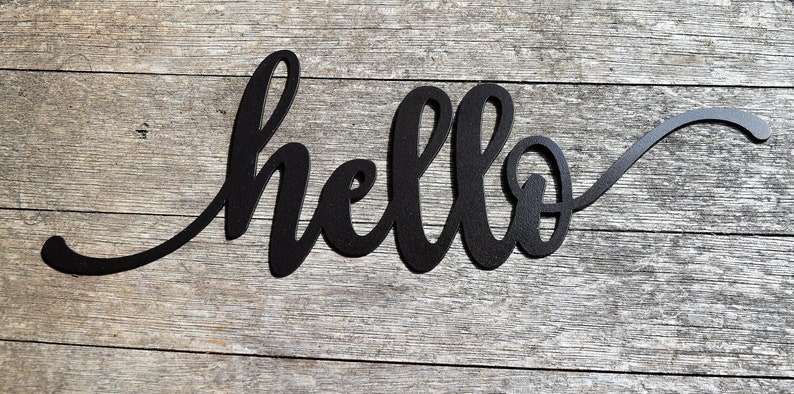 Metal Hello Sign Metal Wall Art Front Porch Sign Metal - Etsy