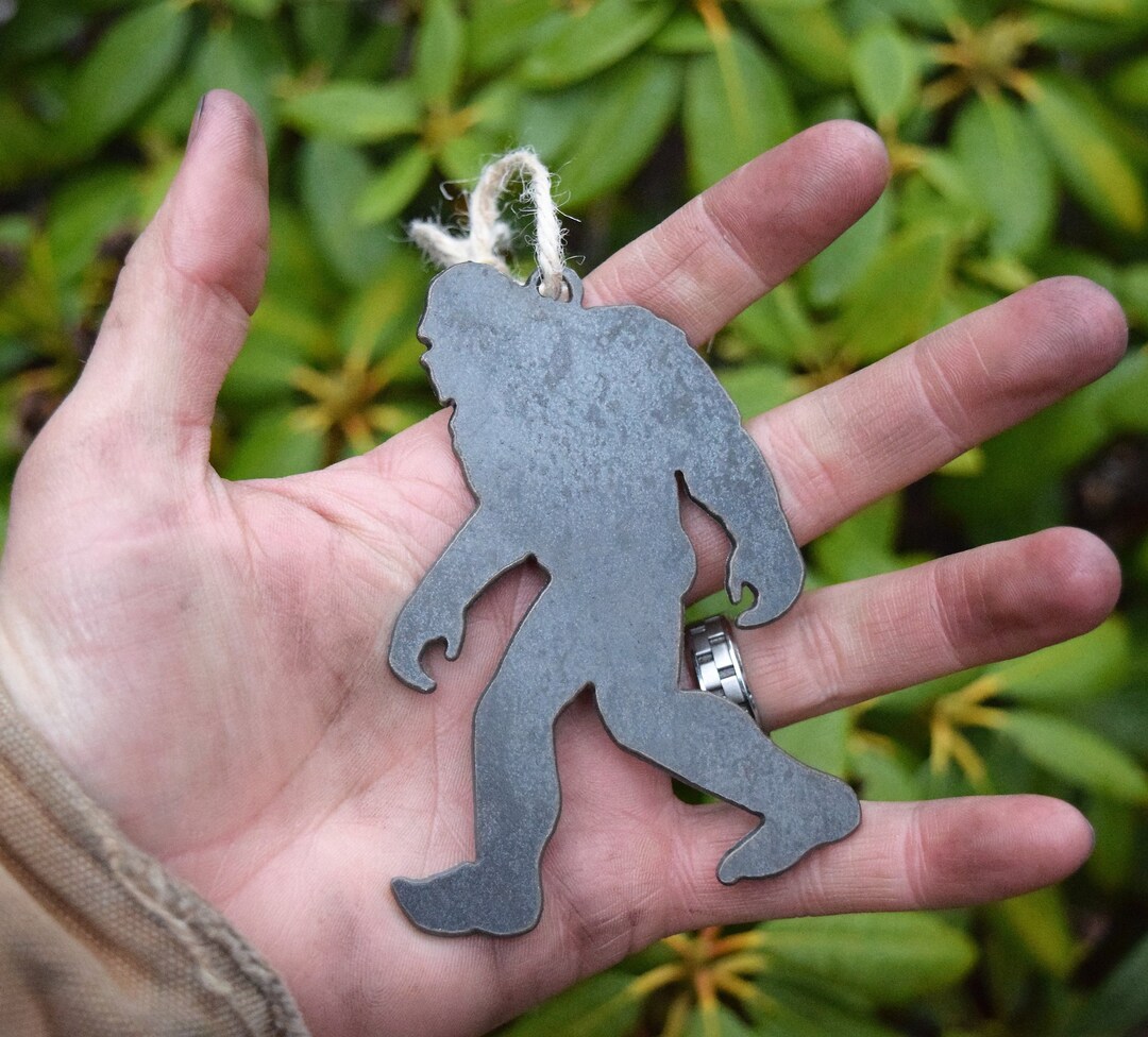 Raw Steel Sasquatch Ornament: Bigfoot Rearview Mirror Charm - Etsy