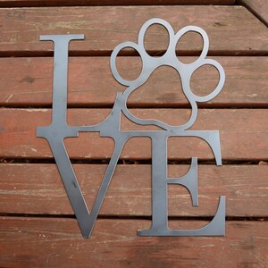 Love Dogs Paw Sign | Dog Sign | Puppy Sign | Metal Dog Paw Sign| Metal ...