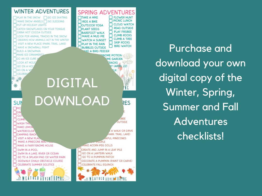 Seasonal Adventures Checklists (digital Download) - Winter, Spring ...