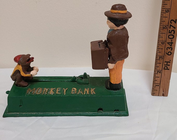 Vintage Jumping Monkey Cast Iron Mechanical Bank - Etsy