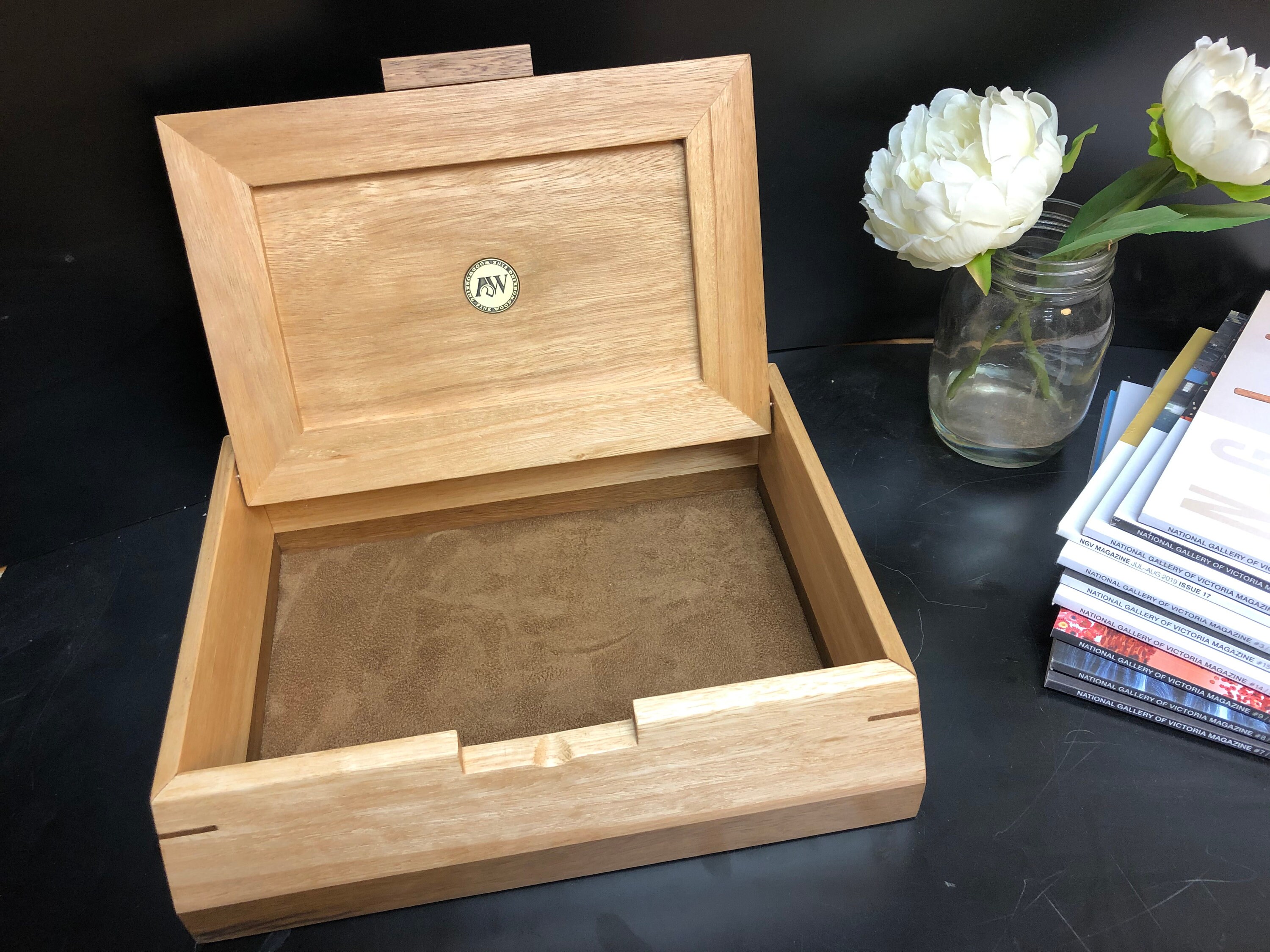 Contemporary Bevelled Timber Box American Oak and Walnut - Etsy Australia