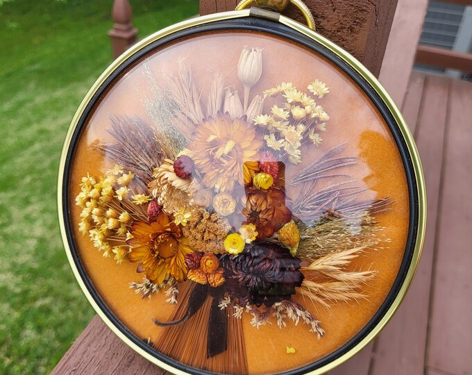 Vintage Dried Flower Bubble Glass Wall Art Piece by Cideart Cottagecore ...