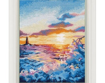 Cross Stitch Sunset - Etsy