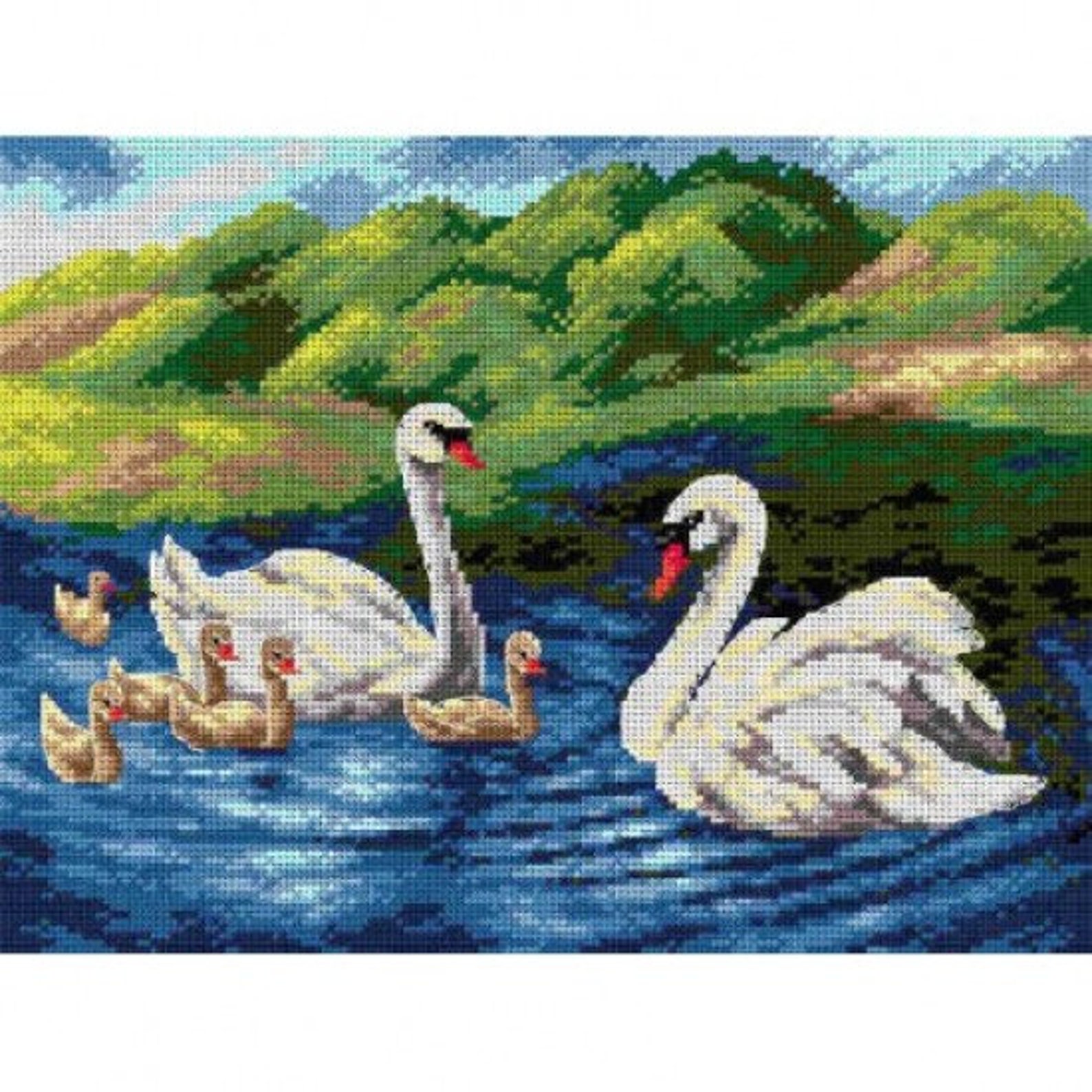 TAPESTRY CANVAS Swan Family 30x40cm 2616J - Etsy