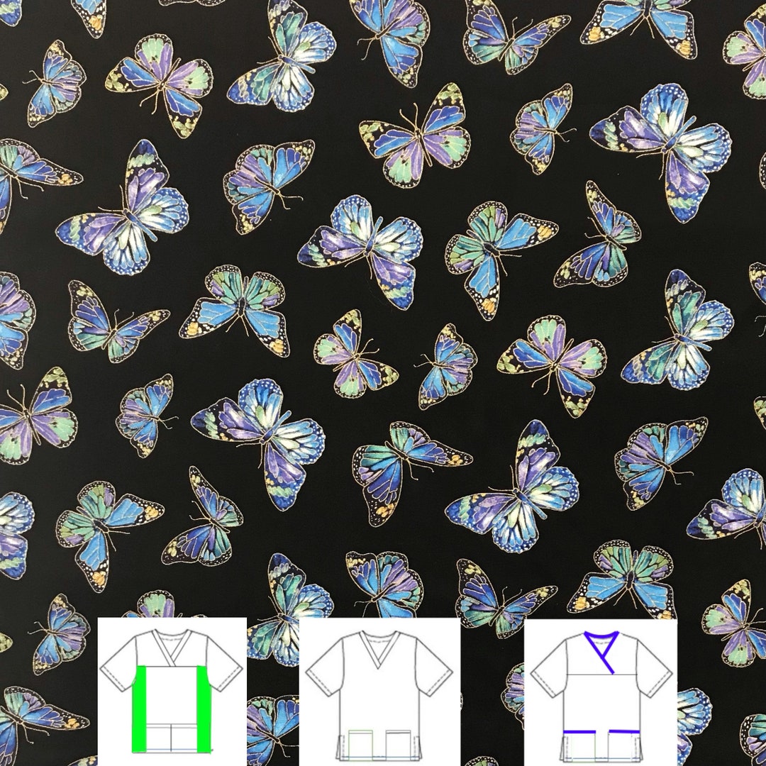 Butterflies Unisex Scrub Top| 11 Sizes | 3 Styles | Healthcare ...