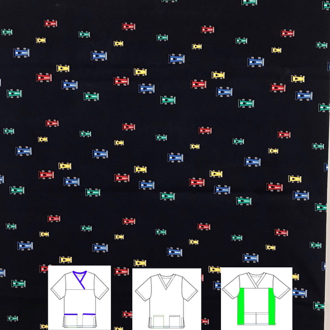 Racing Cars Unisex Scrub Top| 11 Sizes | 3 Styles | Healthcare ...