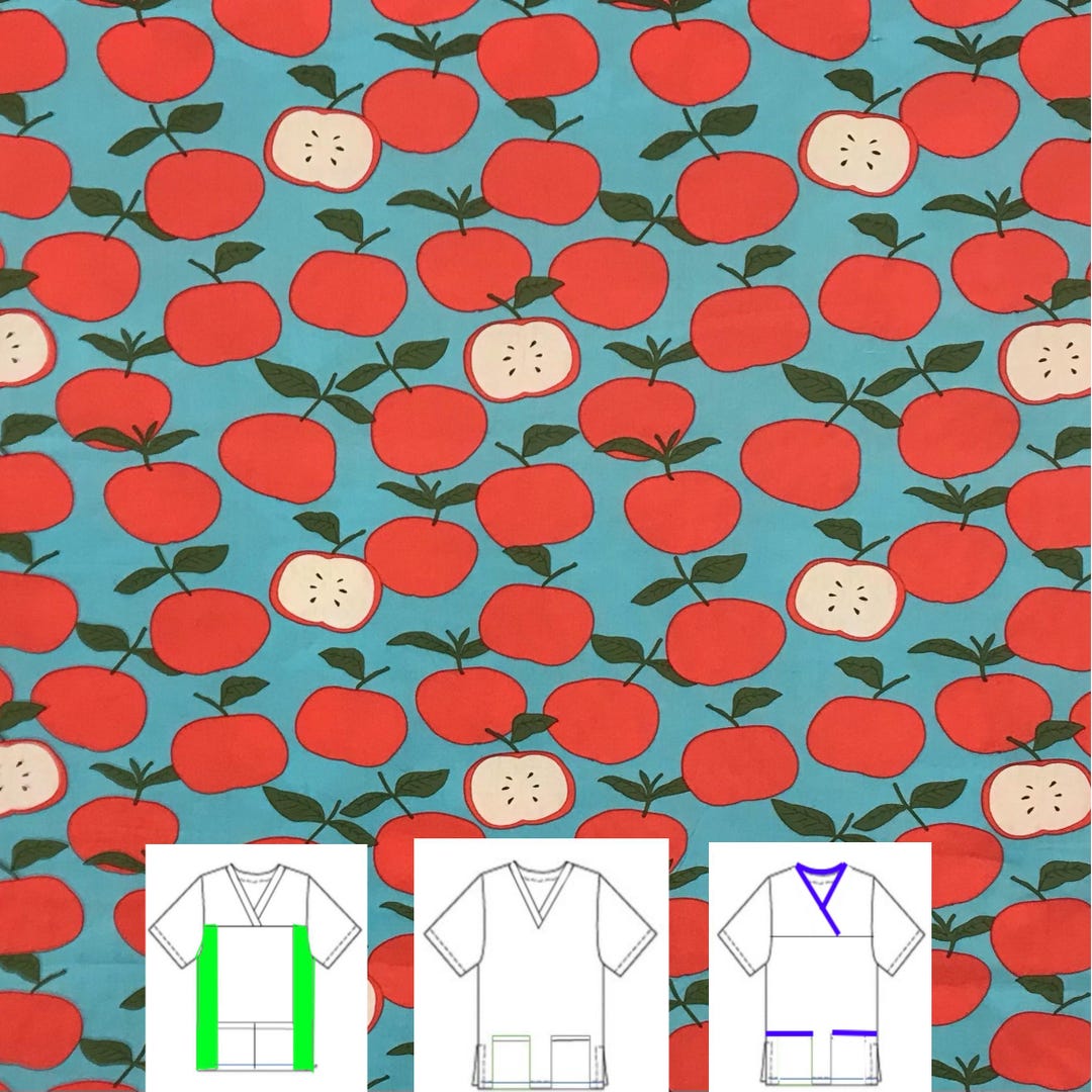 Apples Unisex Scrub Top| 11 Sizes | 3 Styles | Healthcare Professional ...