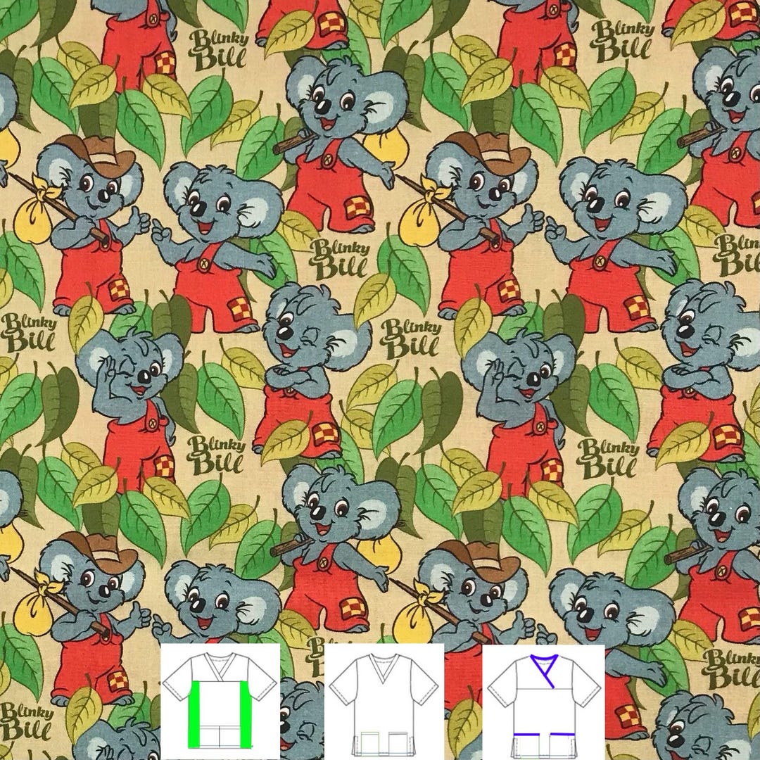 Blinky Bill Scrub Top| 11 Sizes | 3 Styles | Healthcare Professional ...