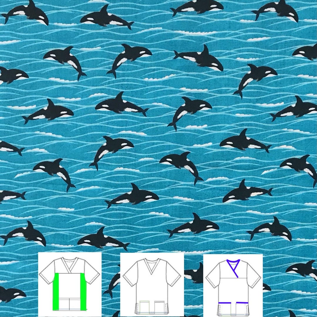 Killer Whale Unisex Scrub Top| 11 Sizes | 3 Styles | Healthcare ...