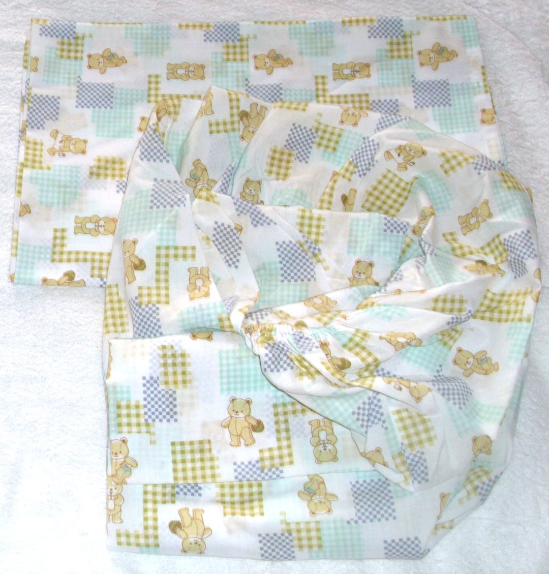 Teddy Bear Squares Cot Sheet Set. - Etsy