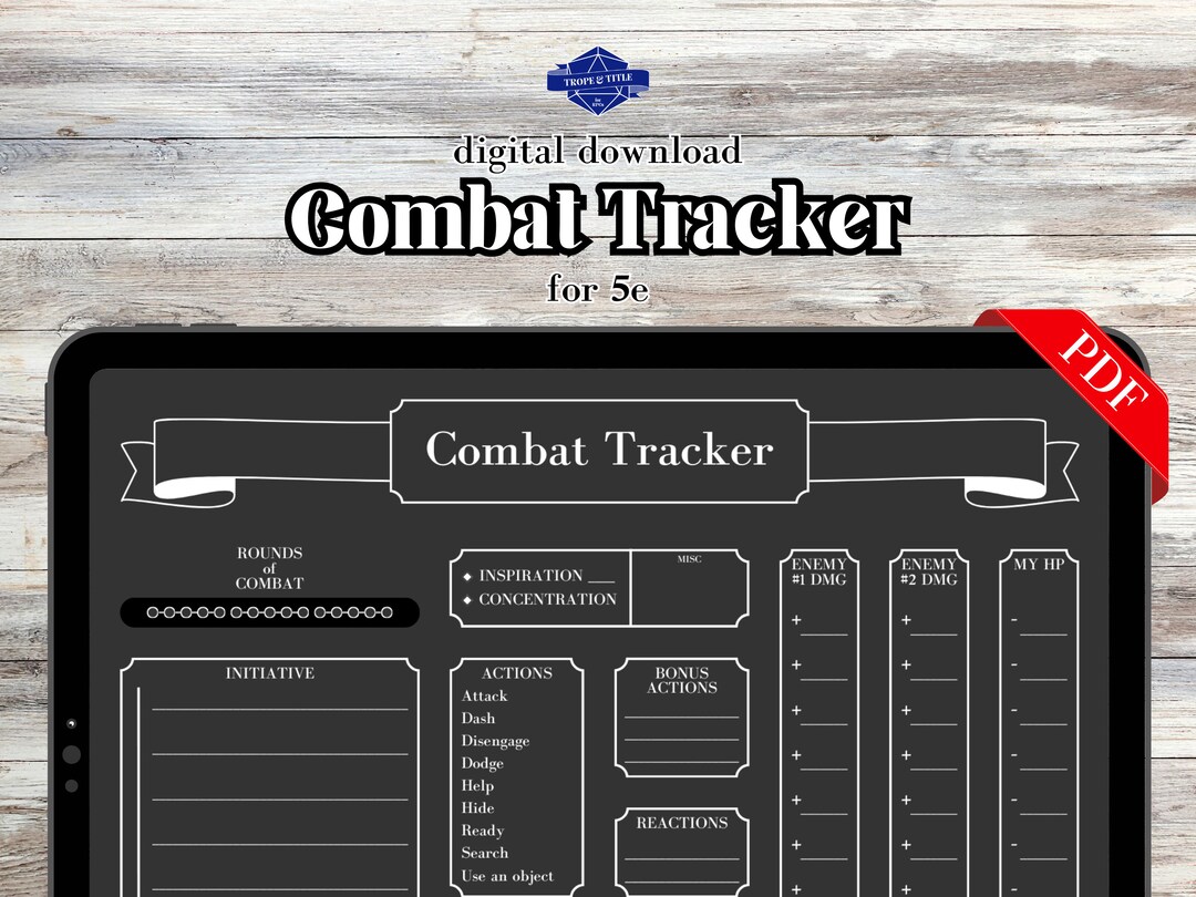 Dungeons & Dragons 5e Printable Notebook Pages: Combat Tracker ...