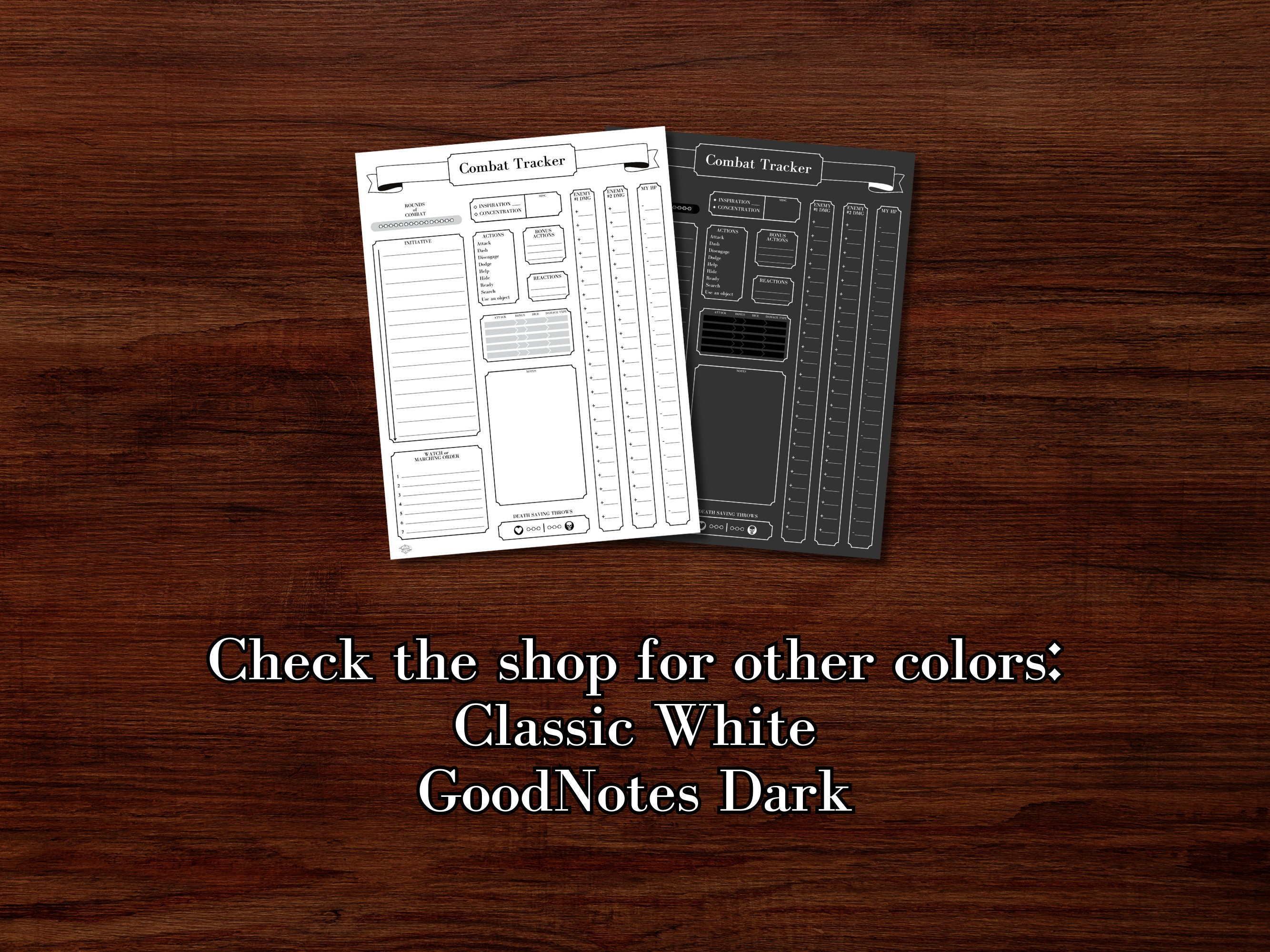 Dungeons & Dragons 5e Printable Notebook Pages: Combat Tracker ...