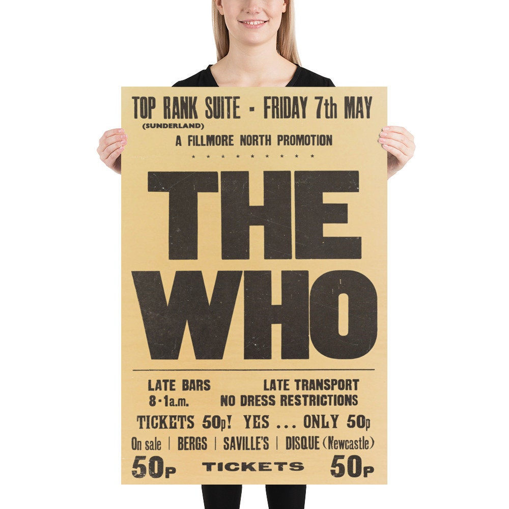 THE WHO Concert Poster / Handbill Top Rank Suite, Sunderland - 7 May ...
