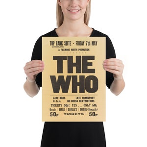 THE WHO Concert Poster / Handbill Top Rank Suite, Sunderland - 7 May ...