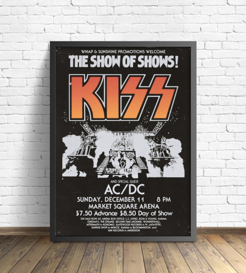 KISS 1977 Tour POSTER With ACDC - Vintage Concert Poster - Etsy