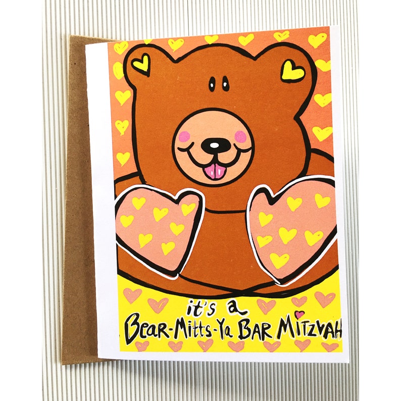 Bar Mitzvah Bear Hug Card Jewish Card Teen Boy Girl Bat - Etsy