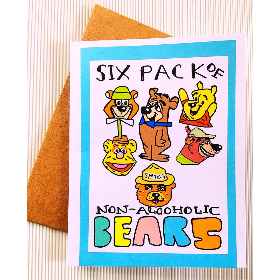 Six Pack of Non-alcoholic Bears, Card Yogi Bear Inspired, Winnie the ...