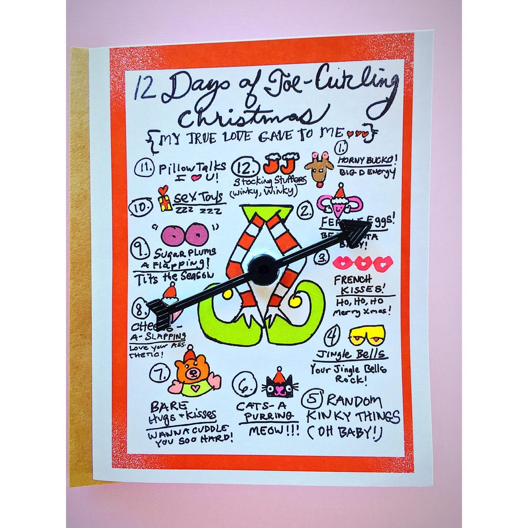 12 Days of Toe Curling Christmas Naughty Elf, Adult Funny Xmas Card ...