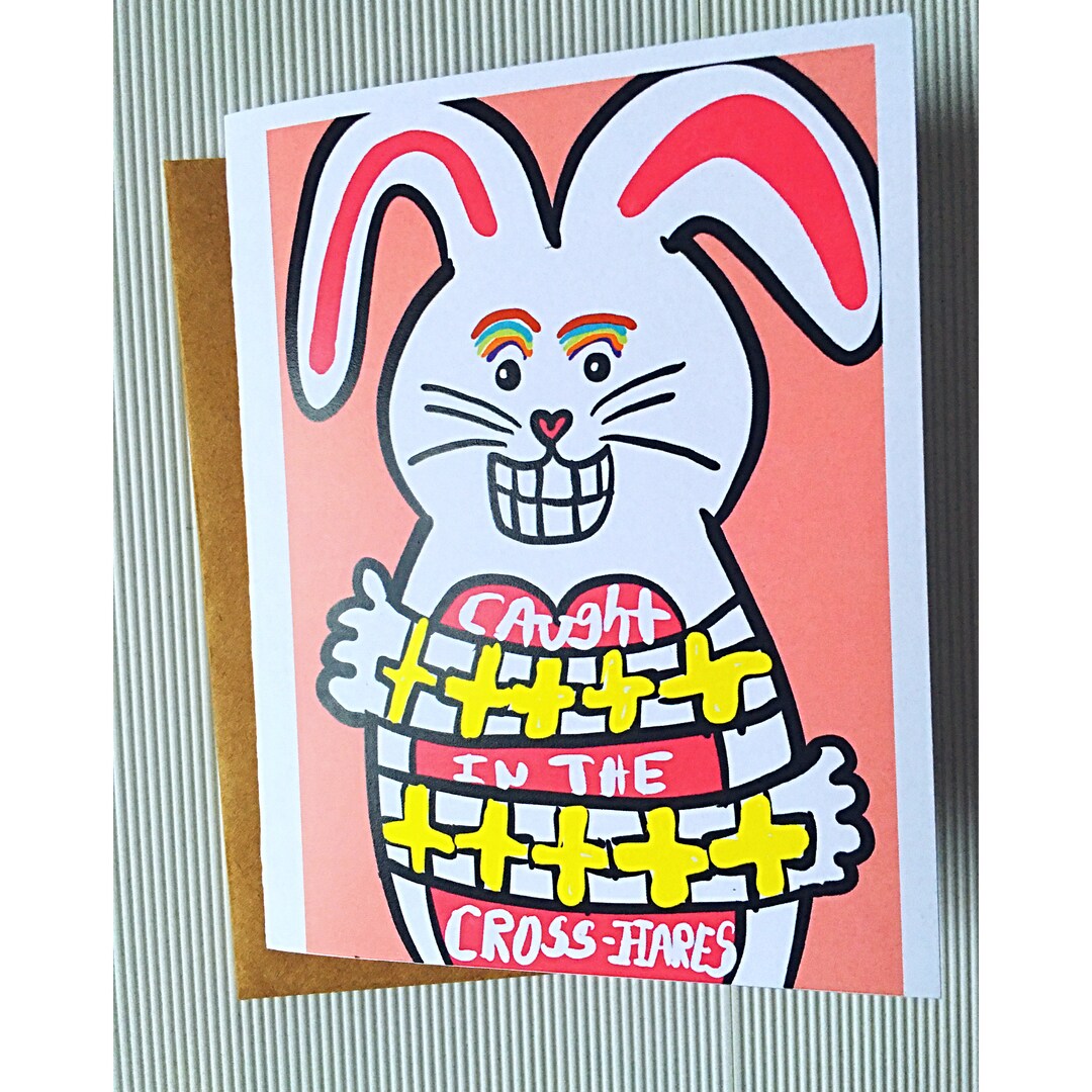 Caught in the Cross-hares Easter Bunny Hug Card, Religious, Cross ...