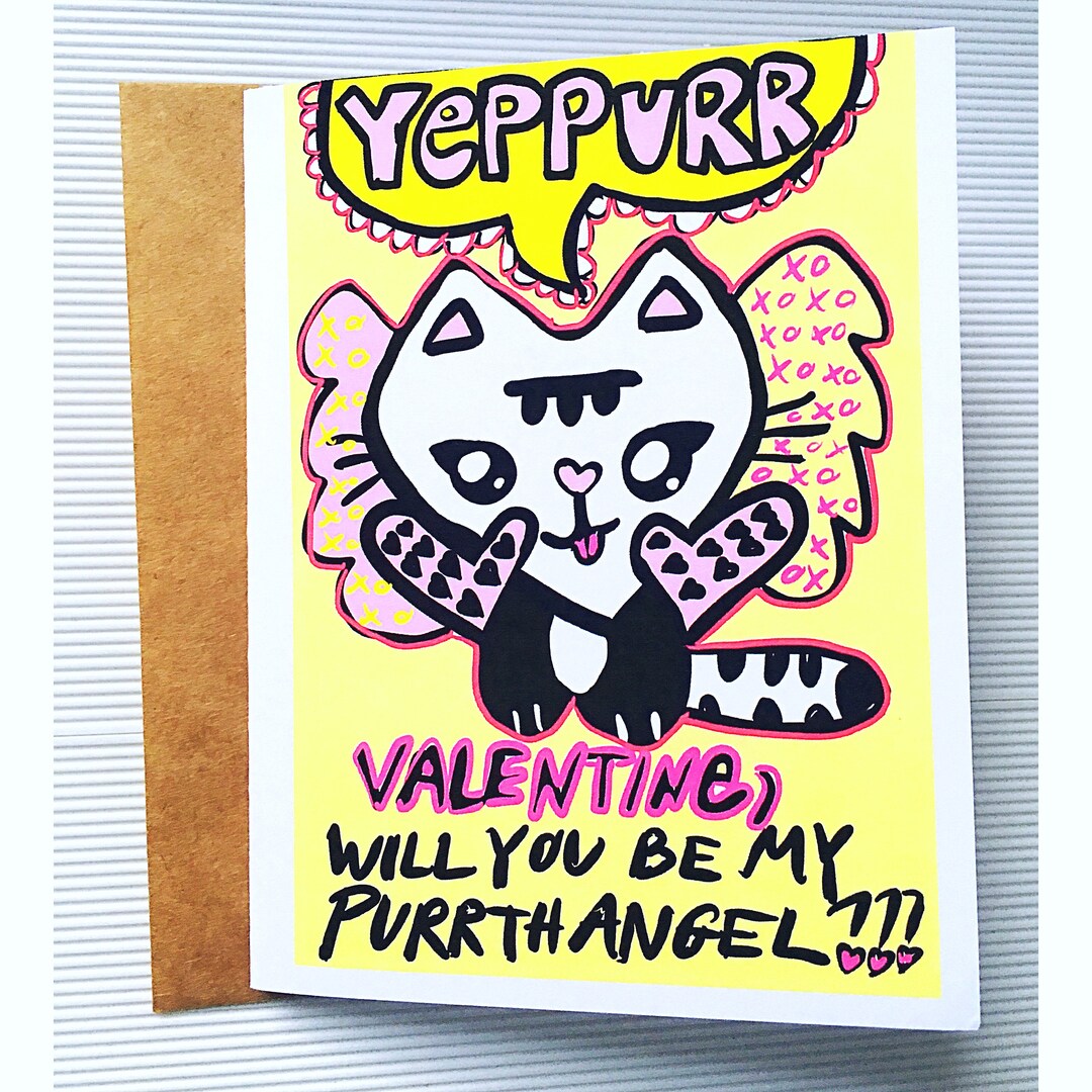 Cat-hug Valentine Card-will You Be My Purrth Angel Cupid Cat, Kitten ...