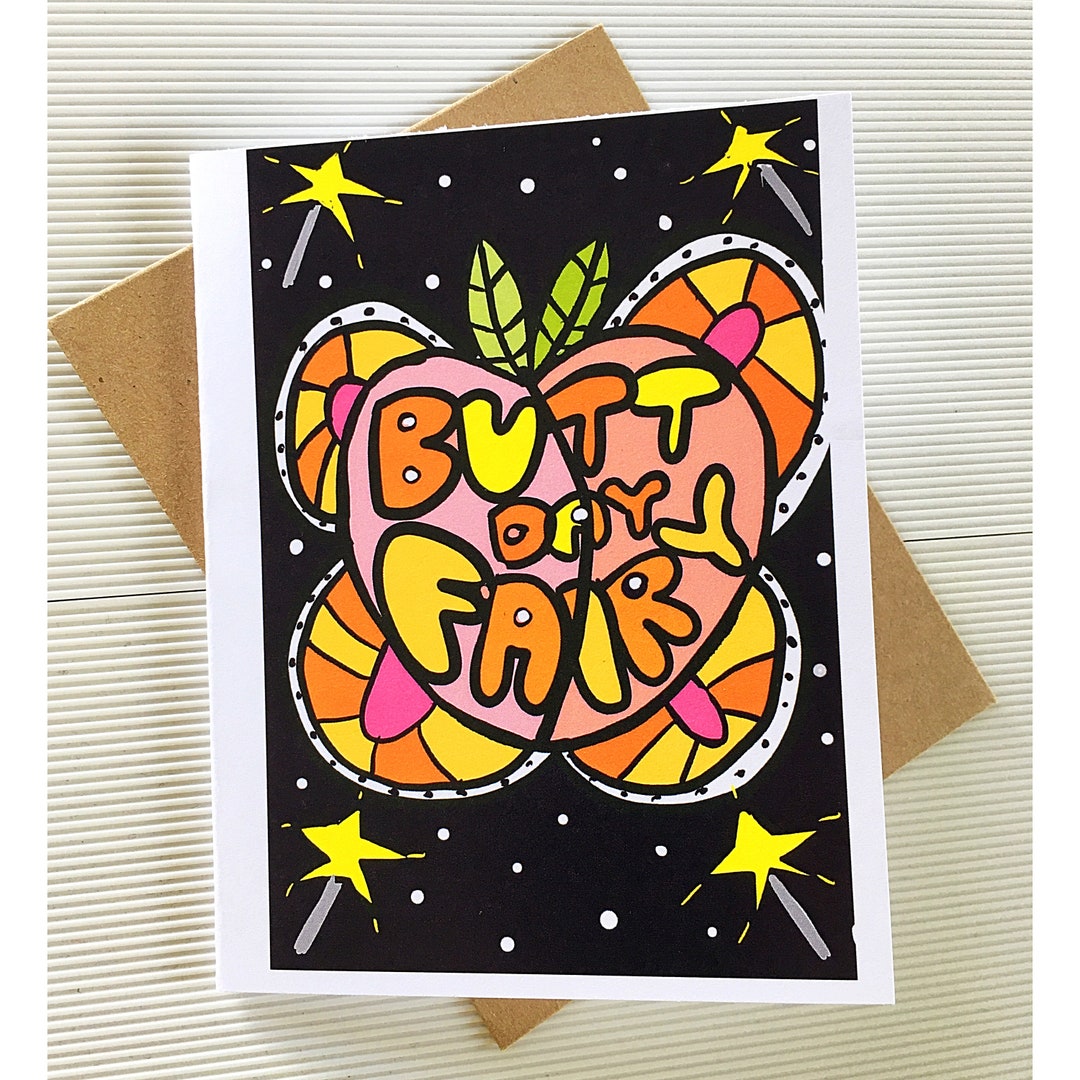 Buttday Fairy Peach Butt Card. Cheeky Birthday for Girlfriend, Wife ...