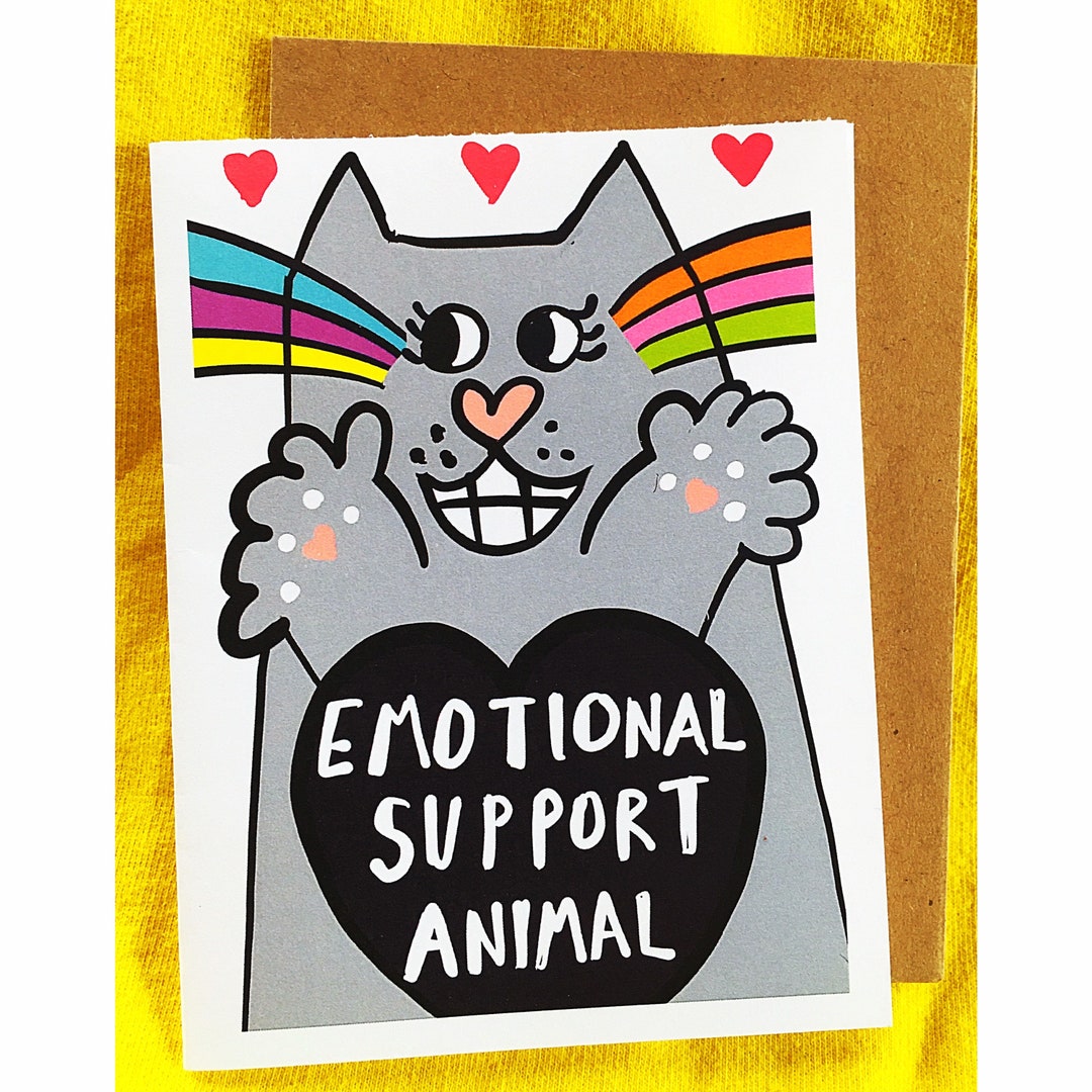 Cat Hug Card-emotional Support Animal Love Card, Furbaby Card, Cat ...