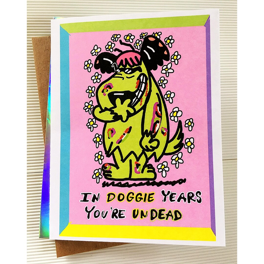 Muttley Inspired Birthday Card, Wacky Races, Zombie Dog, in Dog Years ...