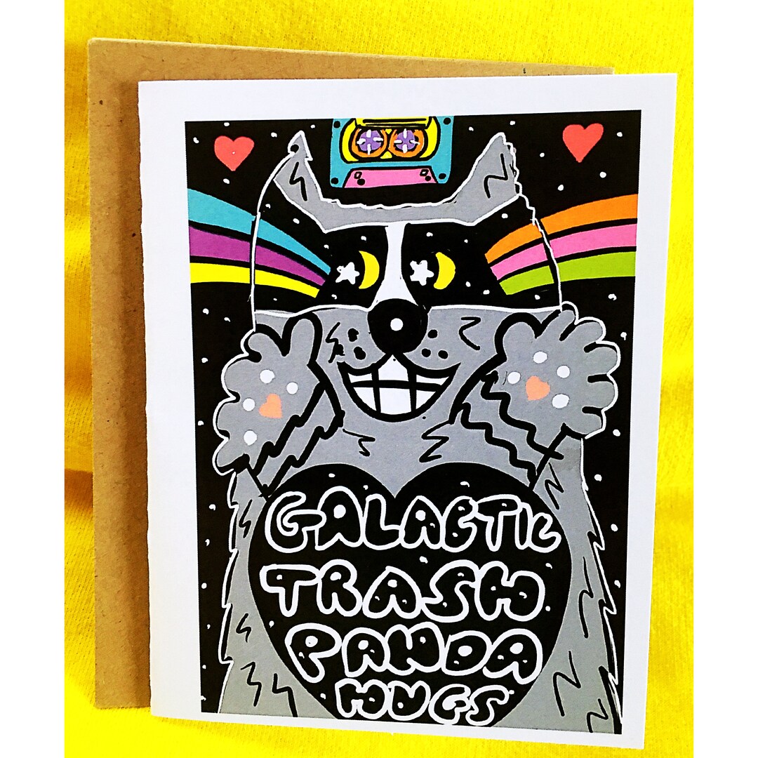 Galactic Trash Panda Hugs, Rocket Raccoon Inspired. Pop Culture. Raccoon Card, Hug and Kisses ...