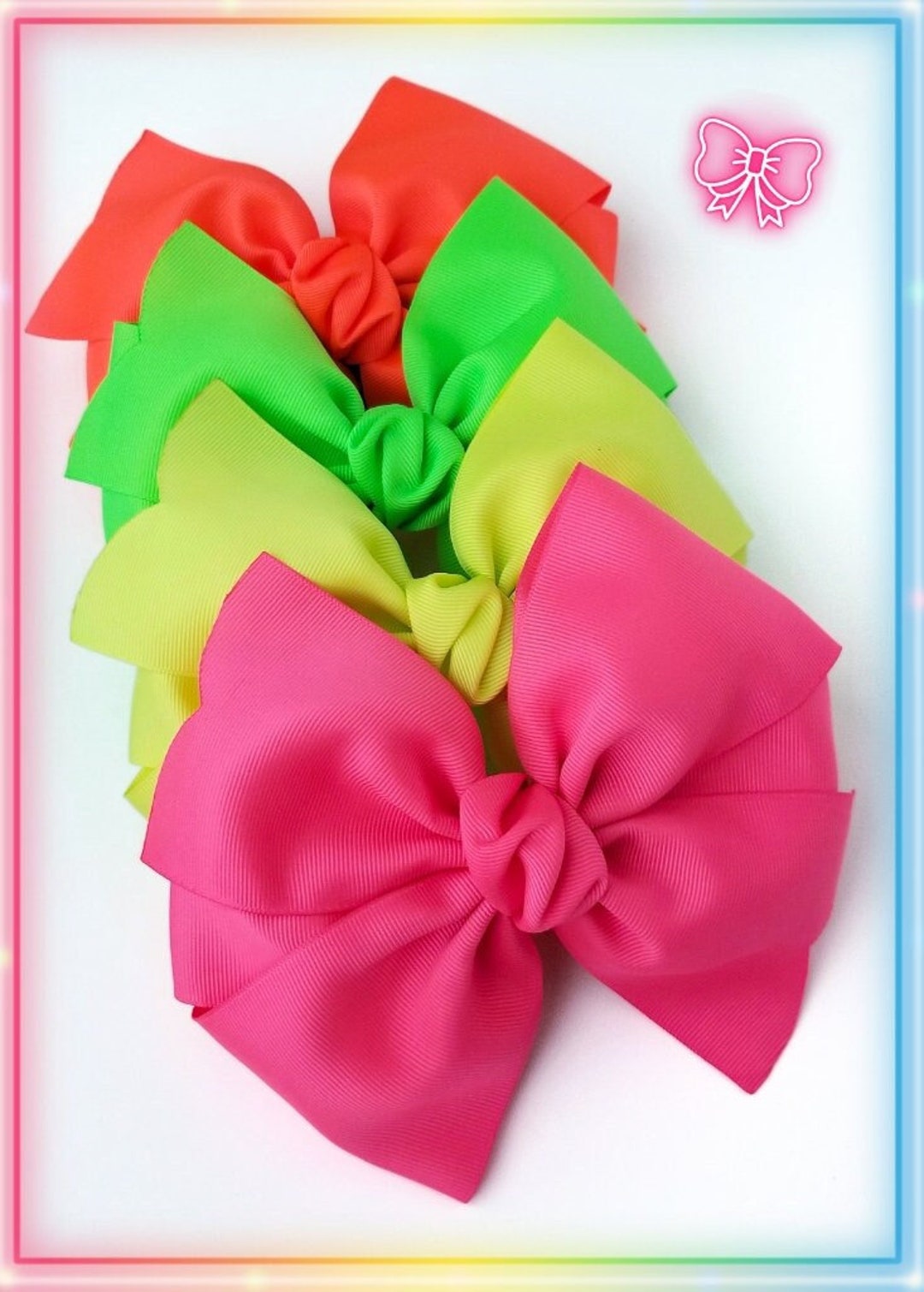 Neon Color Hairbow, Summer Hair Bow, Big Hair Bow, Hair Bow for Girls ...