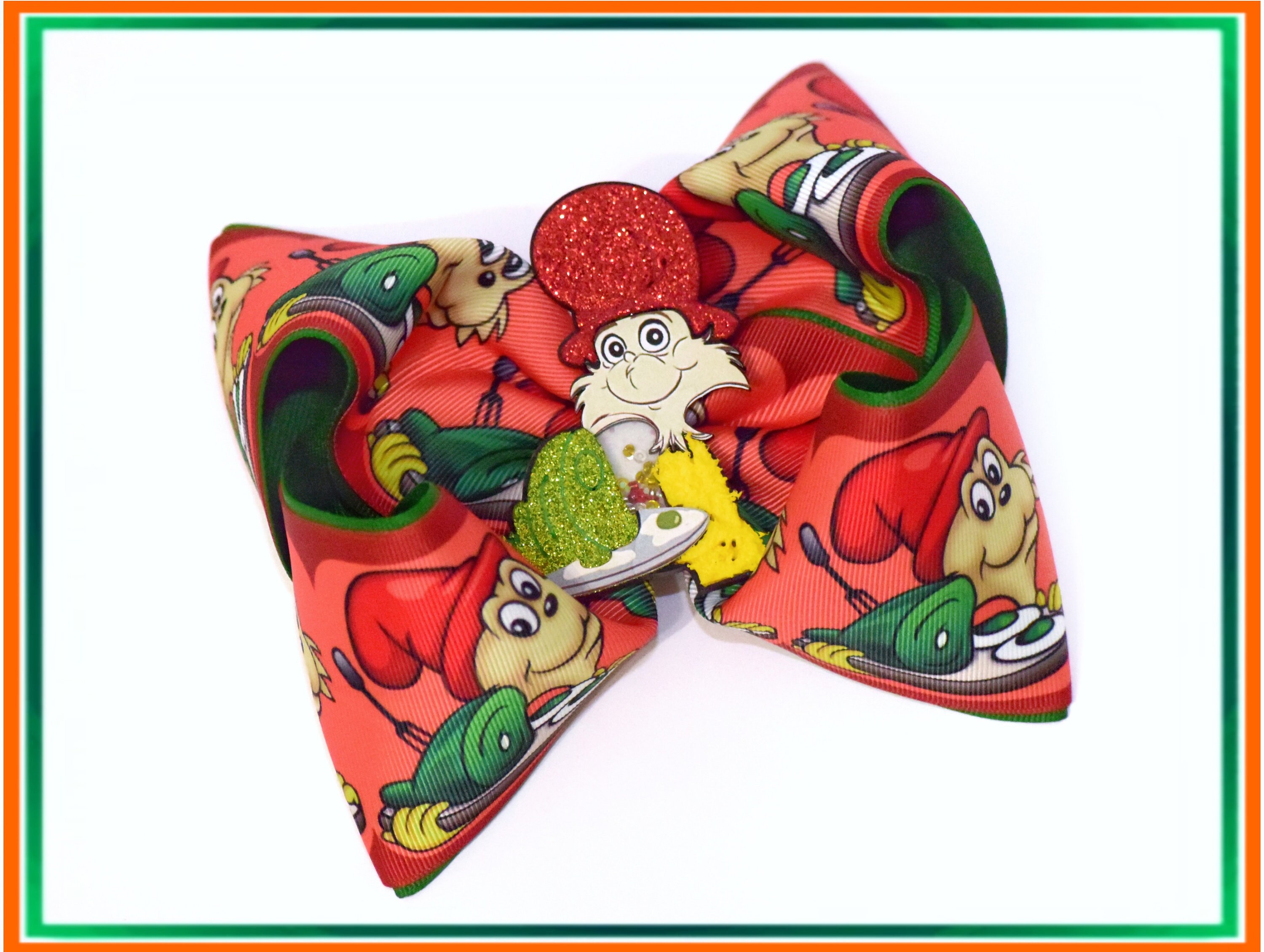 Green Eggs & Ham Hair Bow, Dr Seuss Hair Bow, Boutique Hair Bow, Big ...