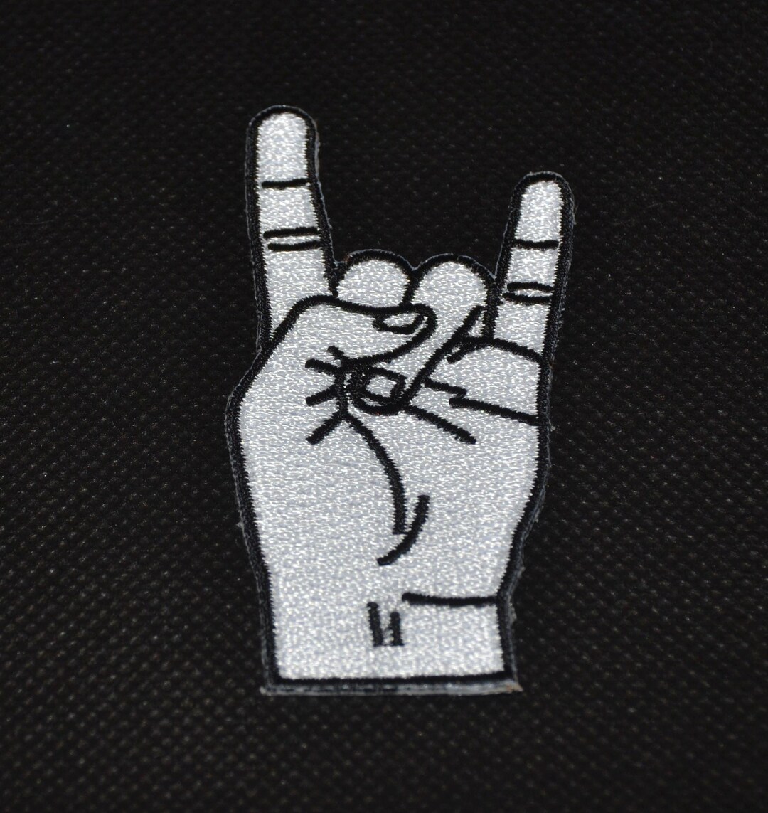 The *rock N Roll* or "rock* Finger Patch White (embroidered Max. Dim. 7 ...