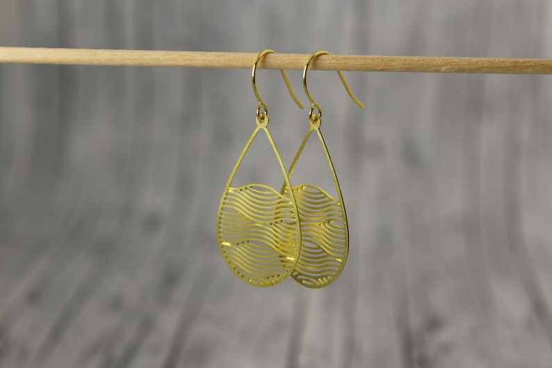Ohrhänger Geo Wellen Tropfen Schmuck gold Art Deco - Etsy.de