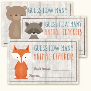 Woodland Animals Animal Crackers Guessing Game - Etsy