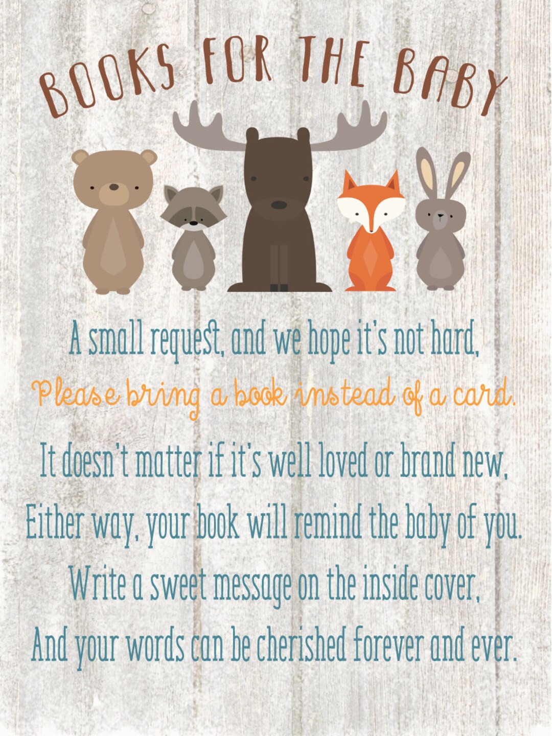 Books for Baby Baby Shower Bookcard Insert - Etsy