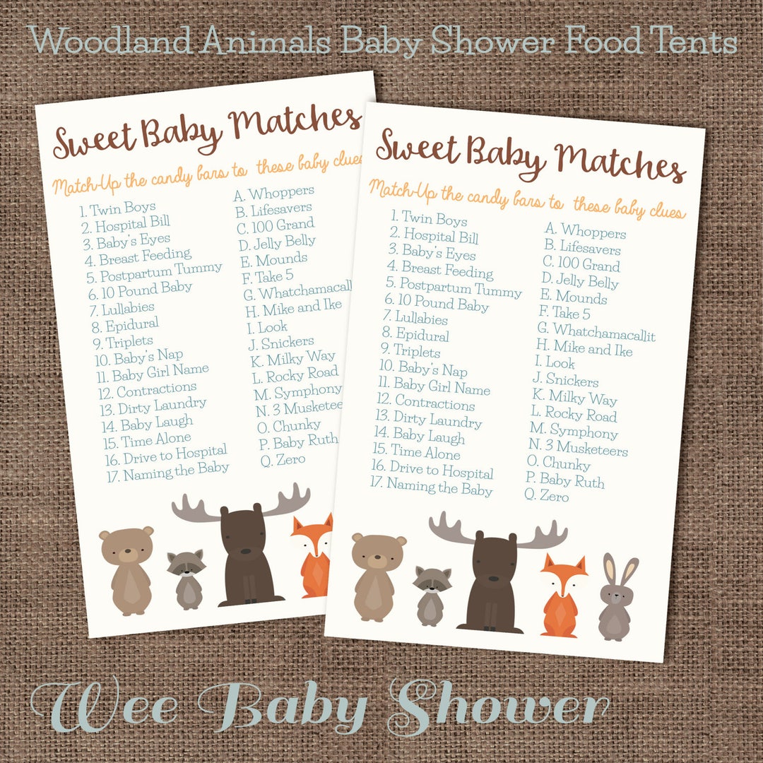 Baby Shower Game Woodland Animals Baby Name Game - Etsy