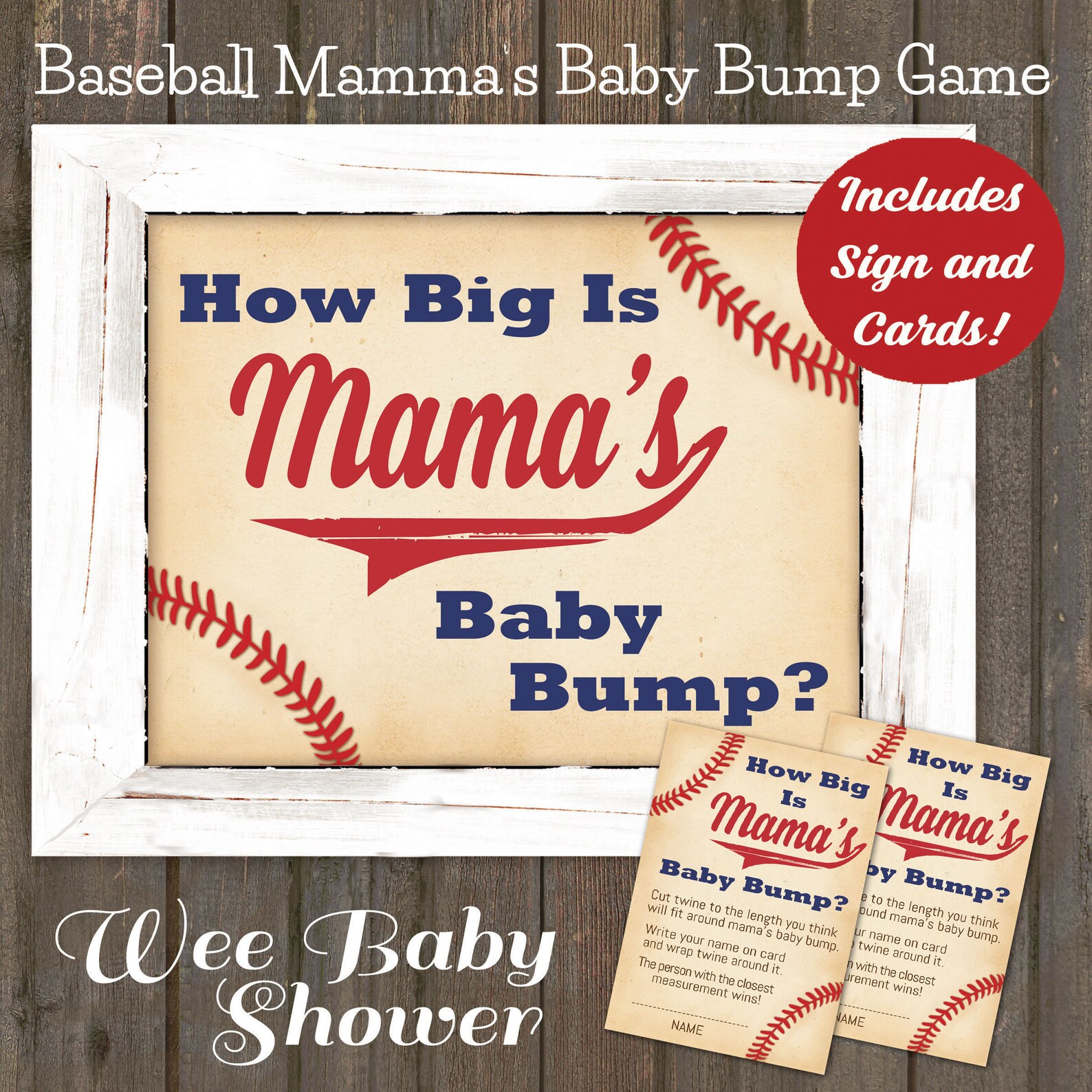 Baseball Baby Bump Game Sign and Cards | Etsy