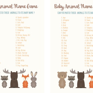 Baby Shower Game Woodland Animals Baby Name Game - Etsy