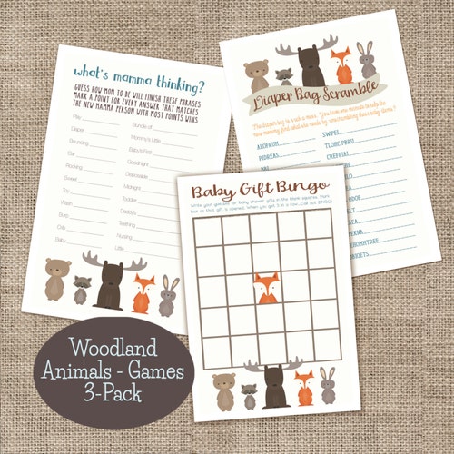 Baby Shower Game Woodland Animals Baby Name Game | Etsy
