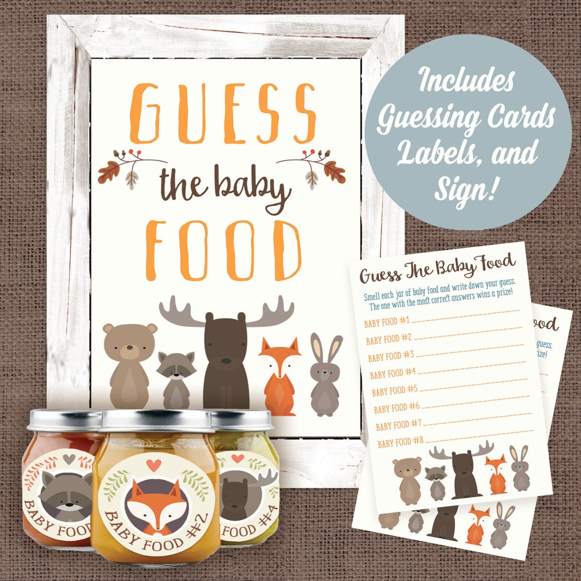 Woodland Animal Baby Food Guessing Game Baby Shower - Etsy Canada