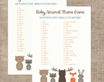 Baby Shower Game Woodland Animals Original Baby Name Game | Etsy