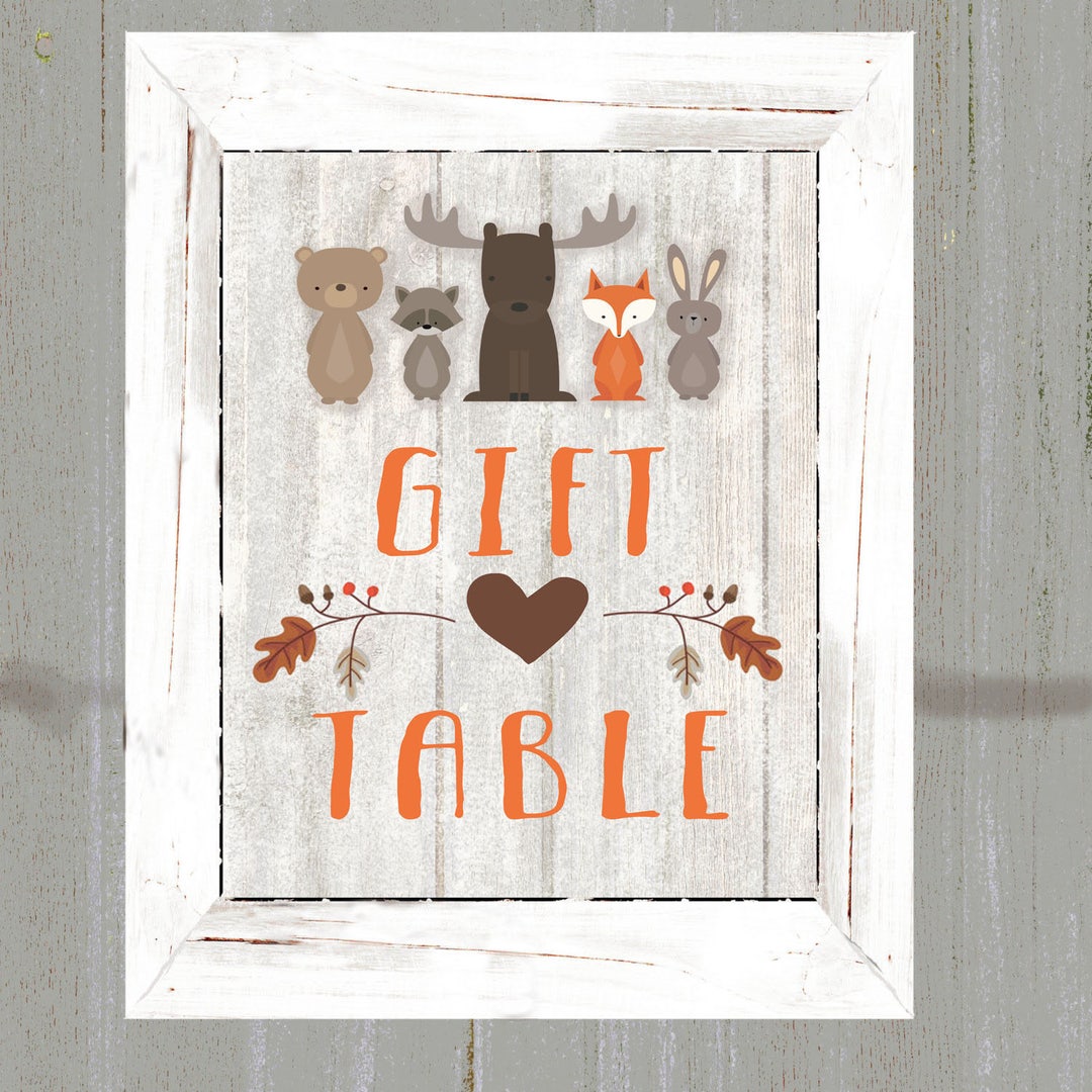 Woodland Animals Gift Table Sign - Etsy