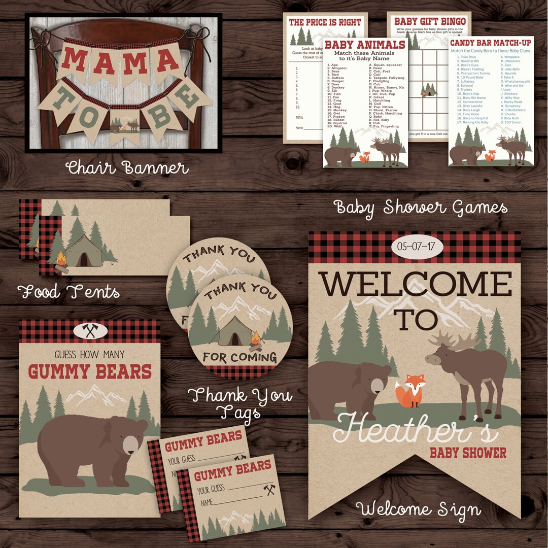 Camper Lumberjack Baby Shower, Basic Party Pack - Etsy